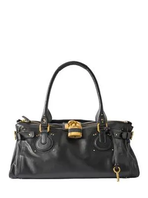 Chloé Paddington Large Leather Bag With Locket Detail - Black