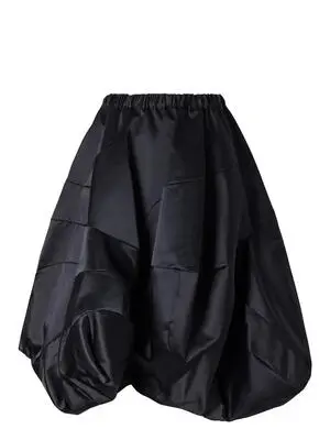 Comme Des Garçons Gathered Satin Midi Skirt - Black
