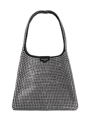 Alaïa Small Studded Suede Hobo Bag - Black
