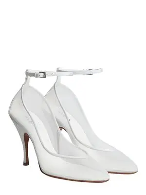 Alaïa ALAÏA Sheer Tulle Pumps With Ankle Strap White