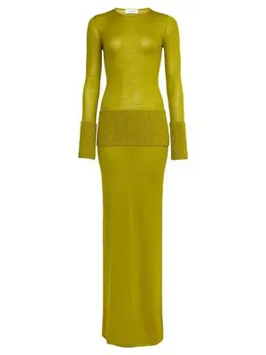 Alaïa Merino Wool Knit Maxi Dress - Green