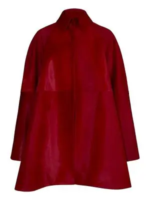 Alaïa Pony Hair A-line Trench Coat - Red