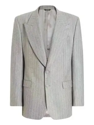 Dolce & Gabbana Martini Single-breasted Jacket In Pinstripe Flannel - Grey