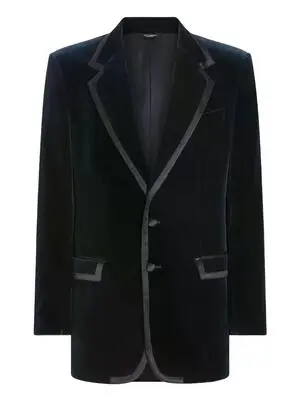 Dolce & Gabbana Sicilia Single-breasted Tuxedo Jacket In Velvet - Blue