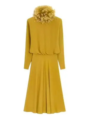 Valentino Garavani Feather-trim Georgette Midi Dress - Yellow