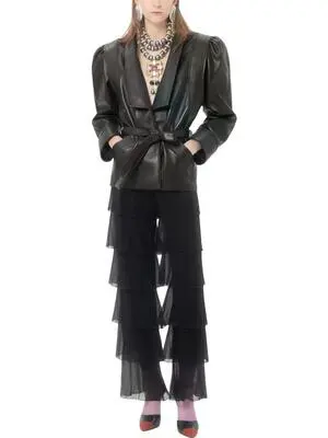 Valentino Garavani Georgette Tiered Trousers - Black