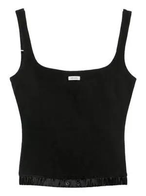ENTIRE STUDIOS Ribbed Knit Square Neck Sleeveless Top - Black