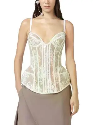 Giuseppe Di Morabito Lace Overlay Panelled Corset Top - Neutrals