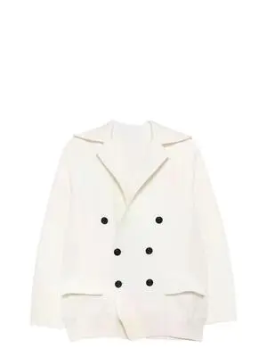 Sacai Double-breasted Knit Hoodie - Neutrals