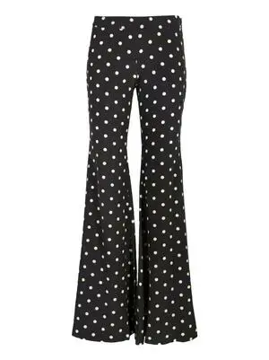 FRANCOISE PINTON - PARIS Polka Dot Flared Trousers - Black
