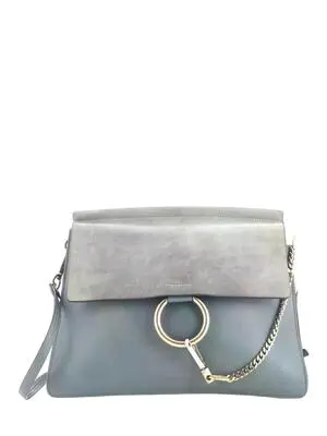 Chloé Faye Leather And Suede Medium Shoulder Bag - Blue