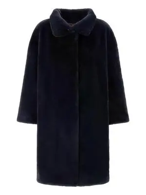 Herno Faux Fur High Collar Coat - Blue
