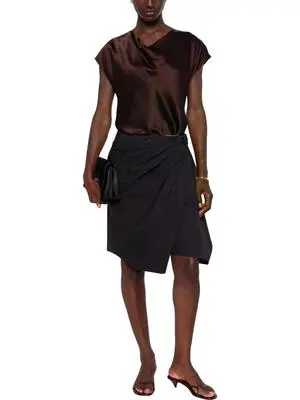 Vince Vince Cowl-Neck Silk Top Brown