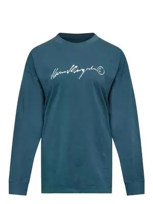 MAISON MARGIELA Long Sleeve T-shirt With Handwritten Print - Blue