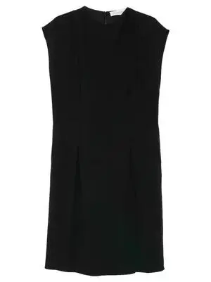 LANVIN Pleated Midi Dress With Bow Detail - Black