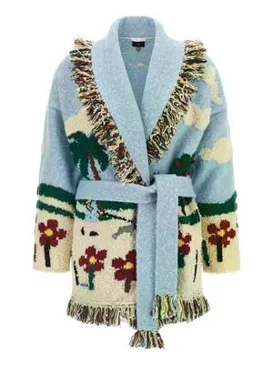 Alanui Alanui Jacquard-Knit Landscape Cardigan Blue