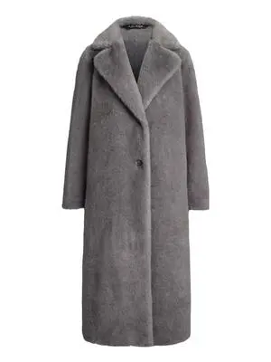 RALPH LAUREN Lauren Ralph Lauren Grey Faux Fur Notched Lapel Coat