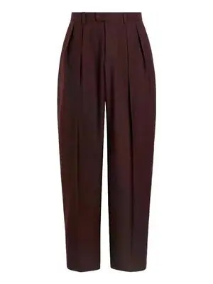 Dolce & Gabbana Wool Gabardine Pleated Trousers - Brown