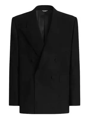 Dolce & Gabbana Sinatra Double-breasted Jacket In Wool Jacquard - Black