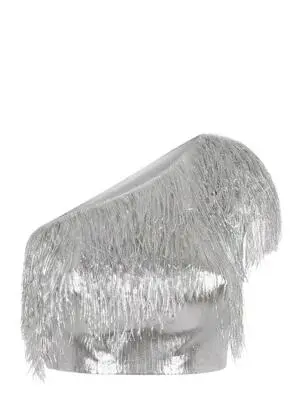 GEMY MAALOUF One-shoulder Fringe Top - Silver