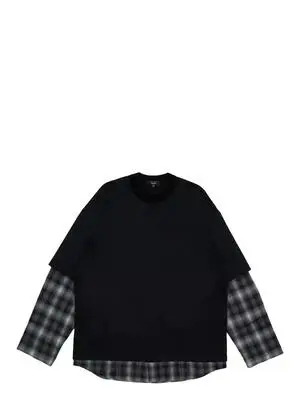 Comme Des Garçons Layered Check-print Crew Neck Sweater - Black