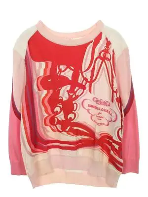 Hermès Brides De Gala Printed Fine Knit Sweater - Pink