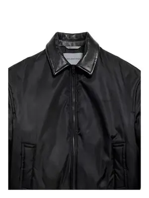 Balenciaga Cocoon Leather-collar Bomber Jacket - Black