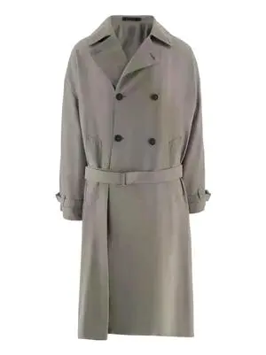 Giorgio Armani Double-breasted Belted Coat - Grey