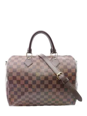 LOUIS VUITTON Damier Ebene Speedy Bandouliere 30 Tote Bag - Brown