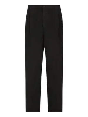 MASSIMO OSTI STUDIO Pleated Logo-patch Trousers - Black