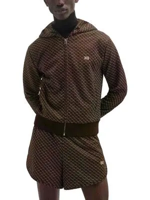 WALES BONNER Jacquard Zip-up Hoodie - Brown