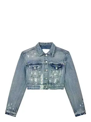 PURPLE BRAND Purple Brand Paint-Splatter Cropped Denim Jacket