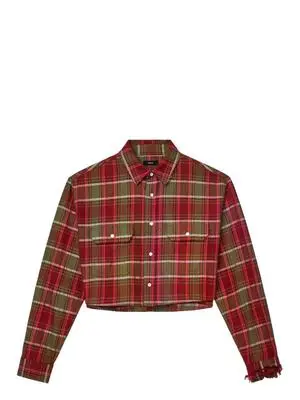 PURPLE BRAND Cropped Plaid Shirt