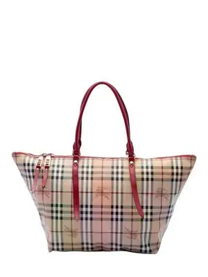 Burberry Haymarket Check Coated Canvas Tote Bag - Neutrals
