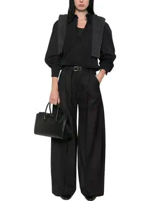 Séfr Pleated Wide-leg Trousers - Black