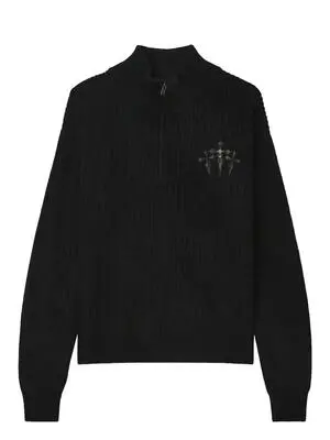 FIVE CM FIVE CM Ribbed Knit Half-Zip Sweater With Logo Plaque