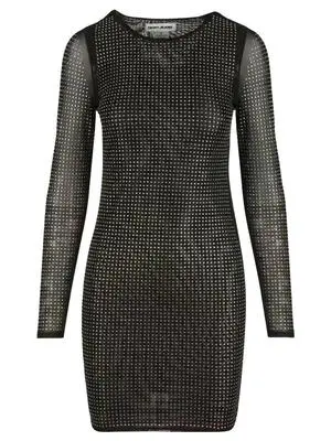 Dkny Stud-embellished Mesh Mini Dress - Black