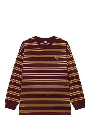 FINGERCROXX Horizontal-stripe Long-sleeve T-shirt - Red