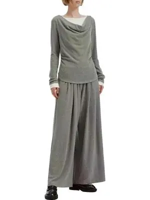 TOUT A COUP Cowl-neck Pleated-detail Trouser And Sweatshirt Set - Grey