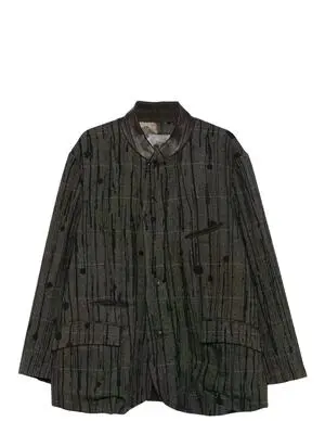 ZIGGY CHEN Check Paint-splatter Blazer - Grey