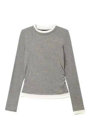 TOUT A COUP Layered-effect Ruched Long-sleeve T-shirt - Grey