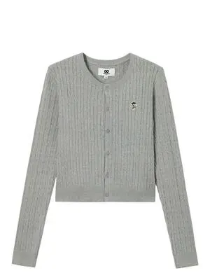 CHOCOOLATE Cable-knit Embroidered Cardigan - Grey