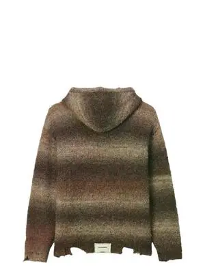 FIVE CM Distressed Ombré Zip-up Hoodie - Brown