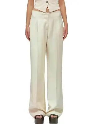 BLUGIRL Tailored Viscose/linen Trousers - Neutrals