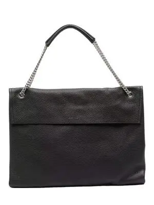 Orciani Grained Leather Chain-link Shoulder Bag - Black