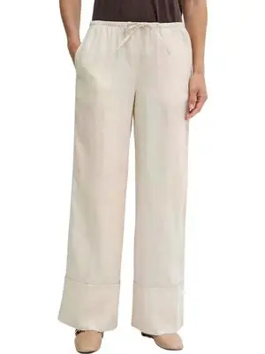 BENETTON Linen Drawstring Trousers - Neutrals