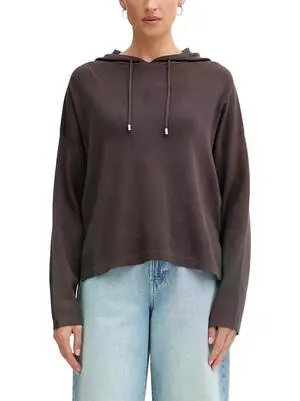 BENETTON Drawstring Side-slit Hoodie - Brown