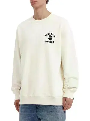 FINGERCROXX Logo Print Crew Neck Sweatshirt - Neutrals