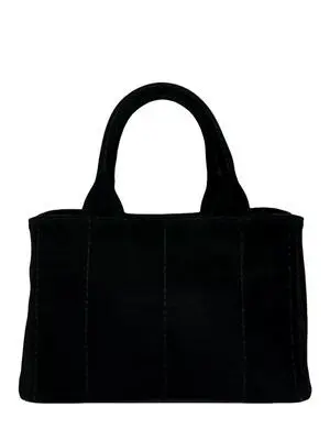 Prada Canapa Logo Tote Satchel - Black