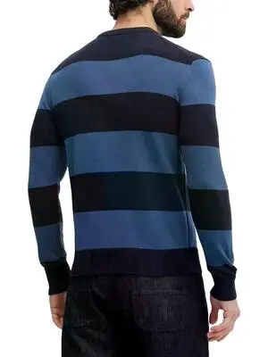 BENETTON Horizontal Stripe Crew Neck Pullover - Blue
